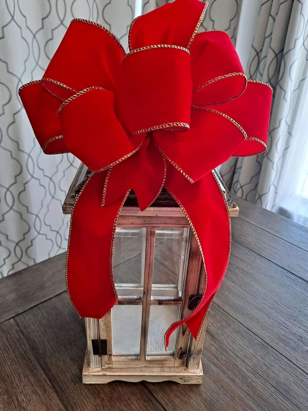 Set of 10 Bows, 11 Inches Wide, 12 Inches Long Tails, Christmas Red ...