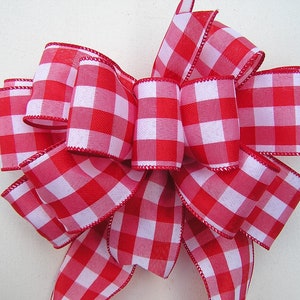 Red and White Checkered Bow, Bow for Wreath, Valentine Bow, Decorative ...