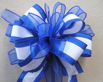 Blue and White Bow | Etsy
