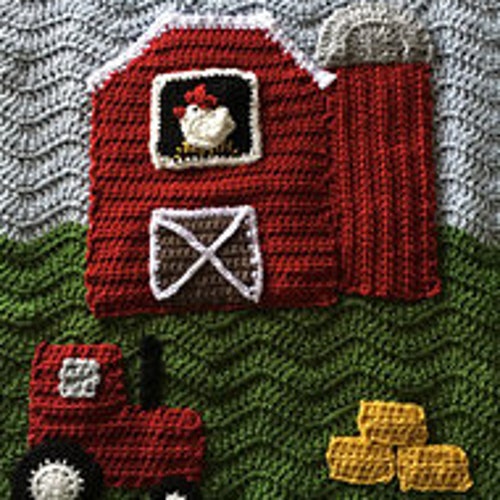 CROCHET PATTERN Red Barn Farm Crochet Blanket Throw - Etsy