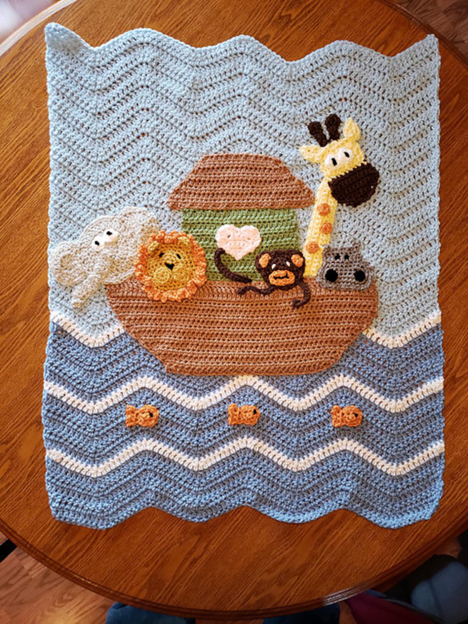 CROCHET PATTERN - Ark and Animals Crochet Baby Blanket Throw - PATTERN ...