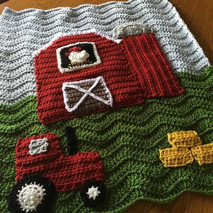 CROCHET PATTERN - Red Barn Farm Crochet Blanket Throw - PATTERN - Etsy