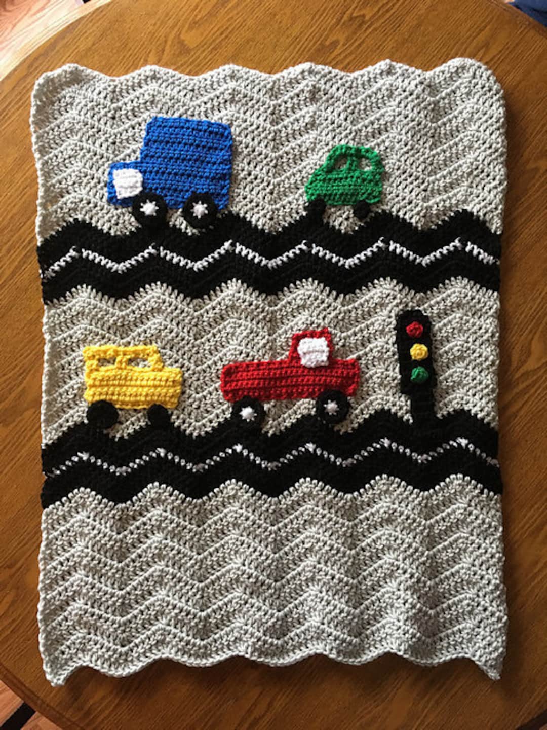 CROCHET PATTERN - Car, Truck and Traffic Baby Blanket in Grey - PATTERN ...