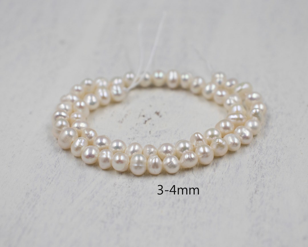 3-4mm Freshwater White Pearls Petite Freshwater Pearls Jewelry Supplies ...