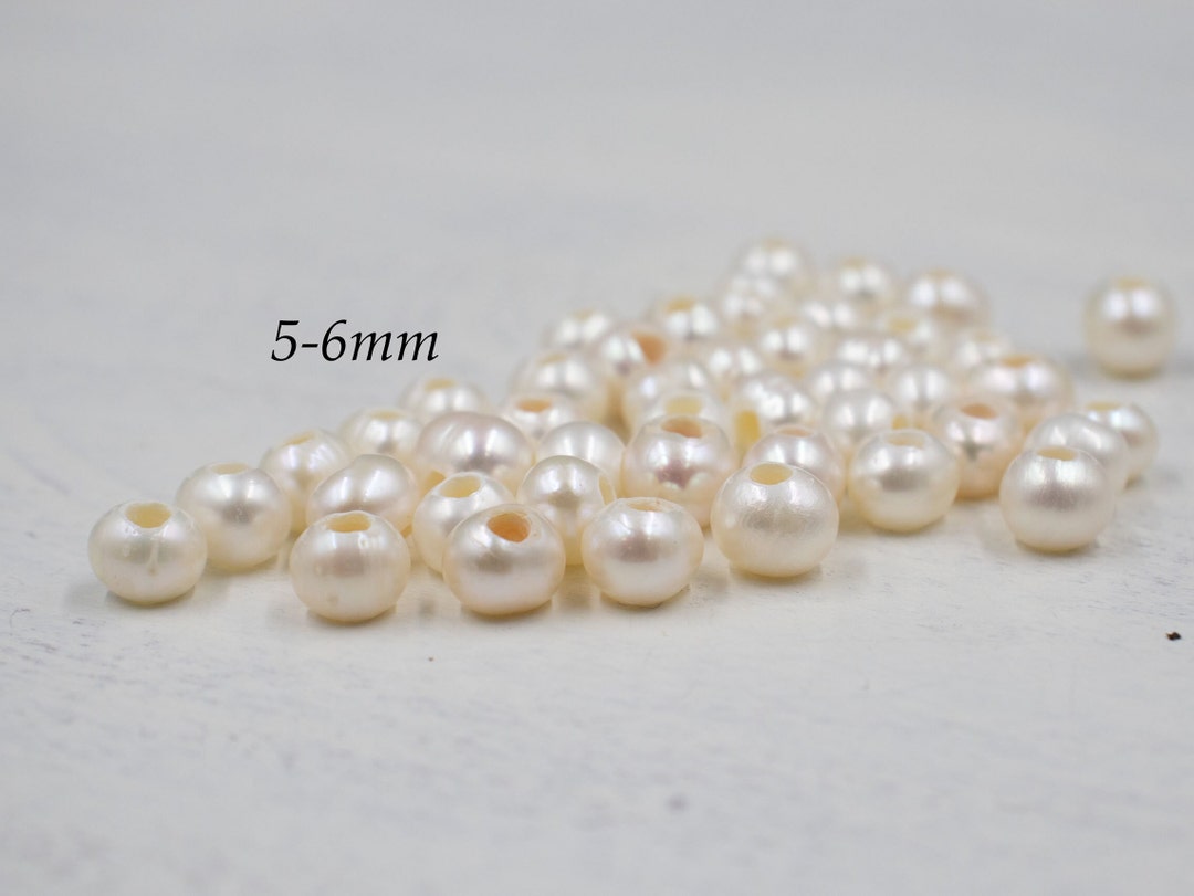 5-6mm Large Hole Pearl | White Freshwater Pearls | Baroque Pearls ...