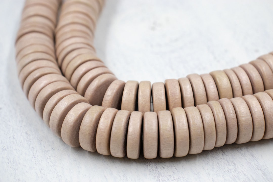 15mm Beige Wood Rondelle Beads Jewelry Supplies Wood Bead Jewelry Wood ...