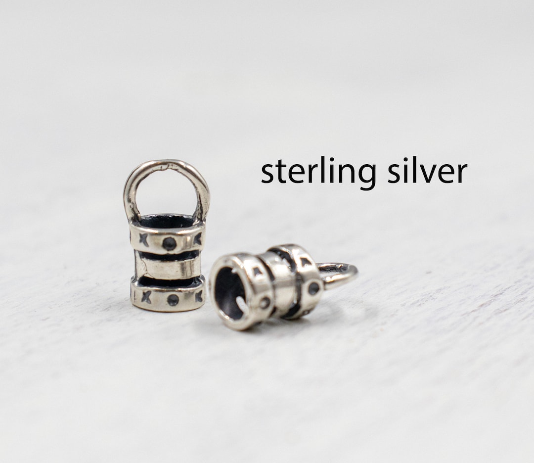 Sterling Silver Crimp End Tube With Loop | Set of 2 Crimp Ends ...
