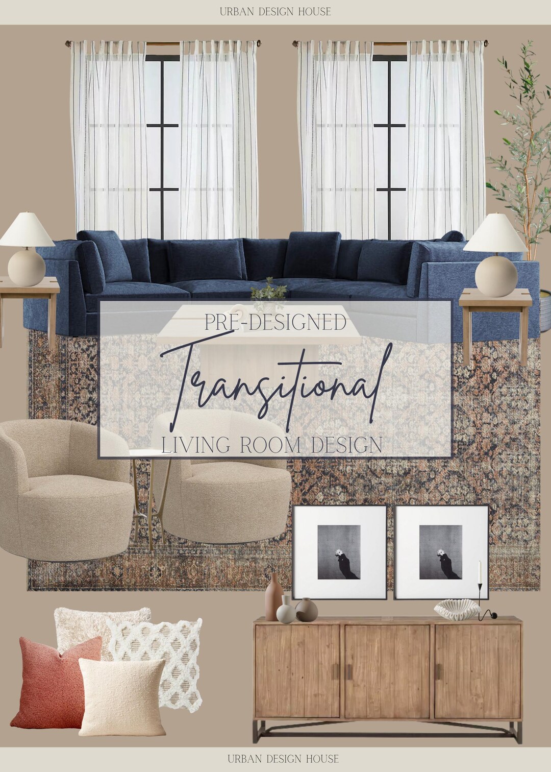 Transitional Living Room Mood Board | E-design (digital Download) - Etsy