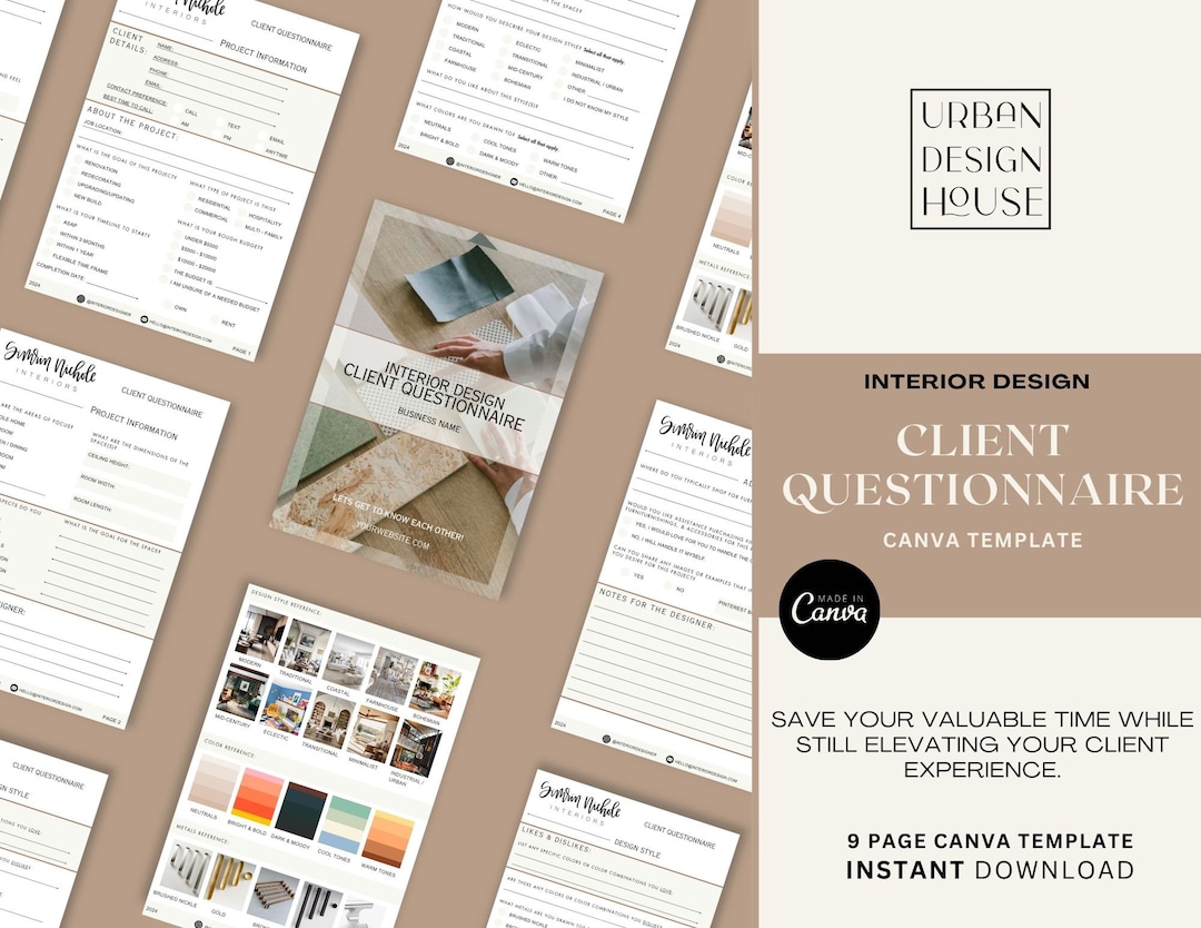 Interior Design Client Questionnaire Template | Canva Template ...