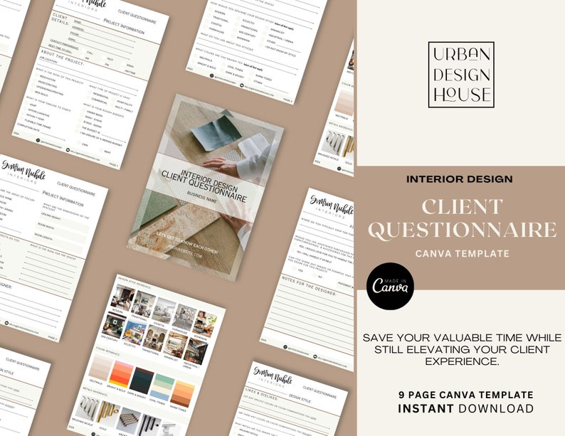Interior Design Client Questionnaire Template | Canva Template ...