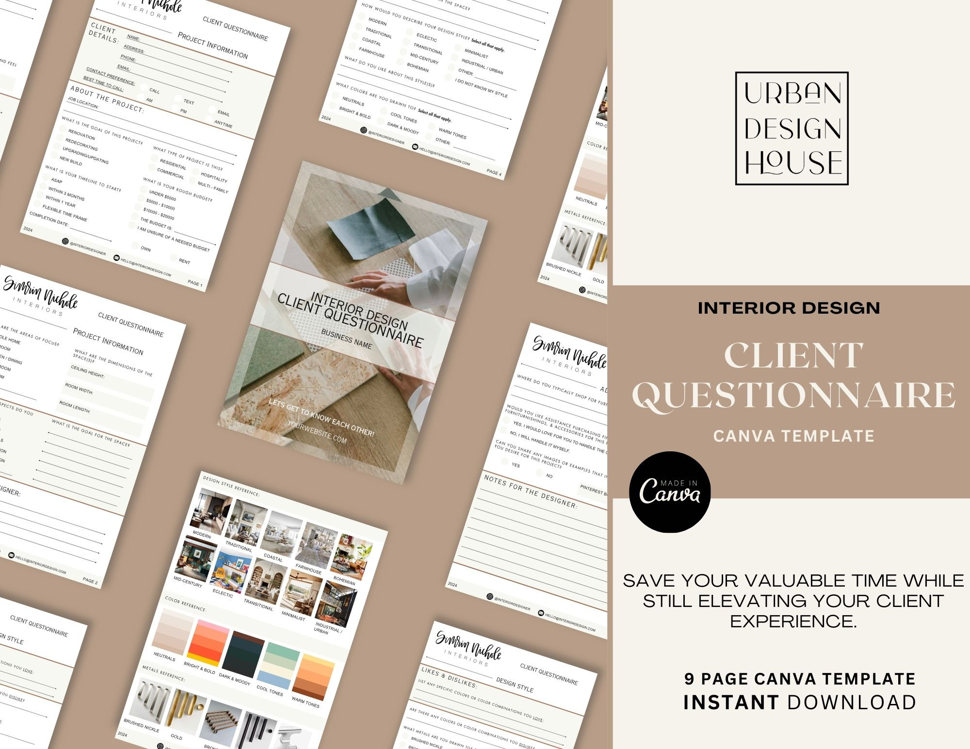 Interior Design Client Questionnaire Template | Canva Template ...