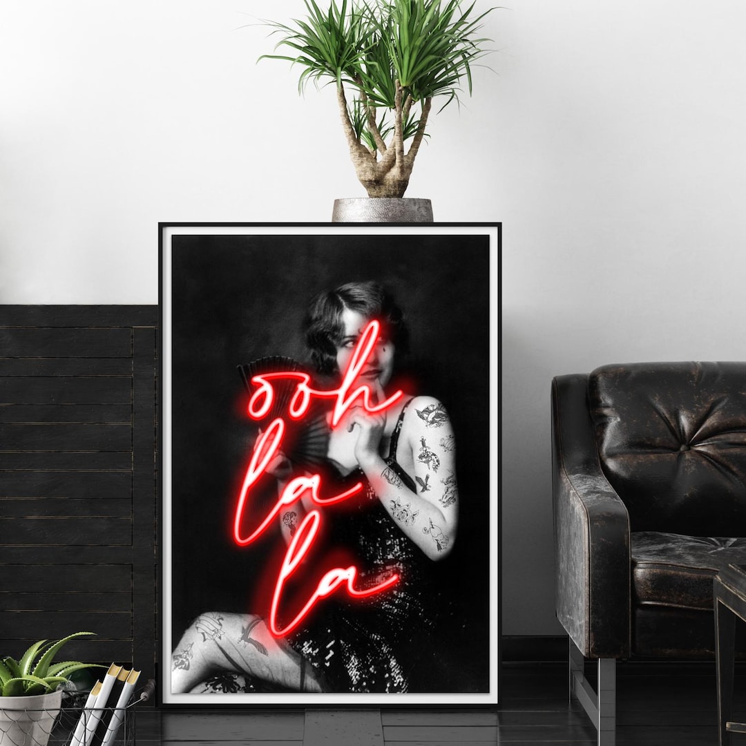 Burlesque Dancer Neon Typography Print: Eclectic Art (a4/a5)wall Art ...