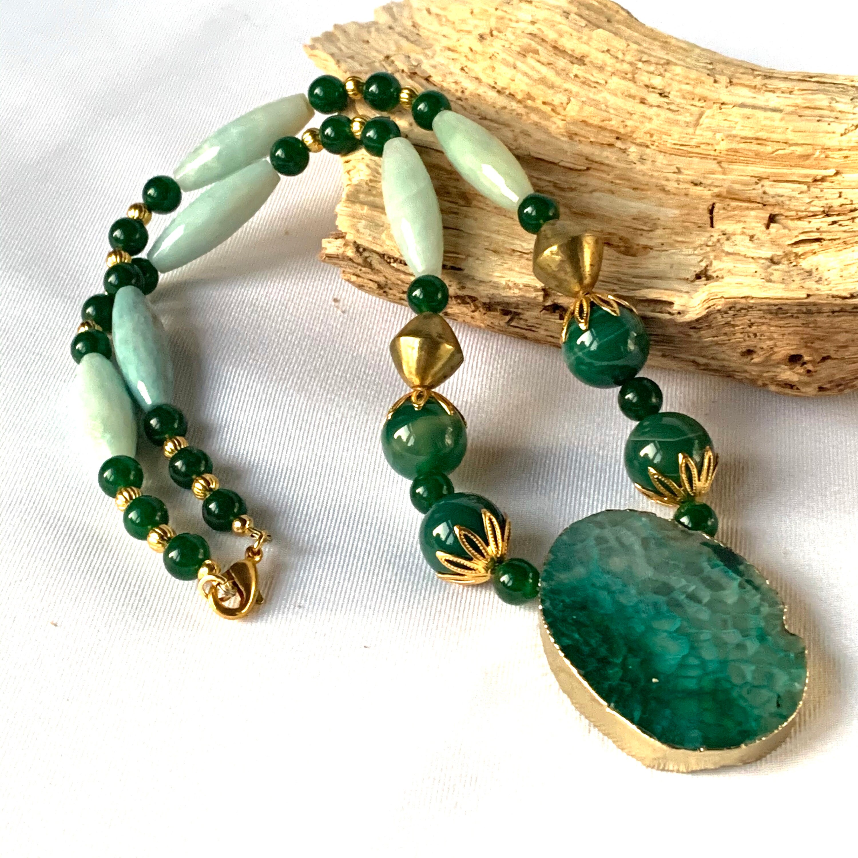 Groen en goud / Groene hanger - Etsy Nederland