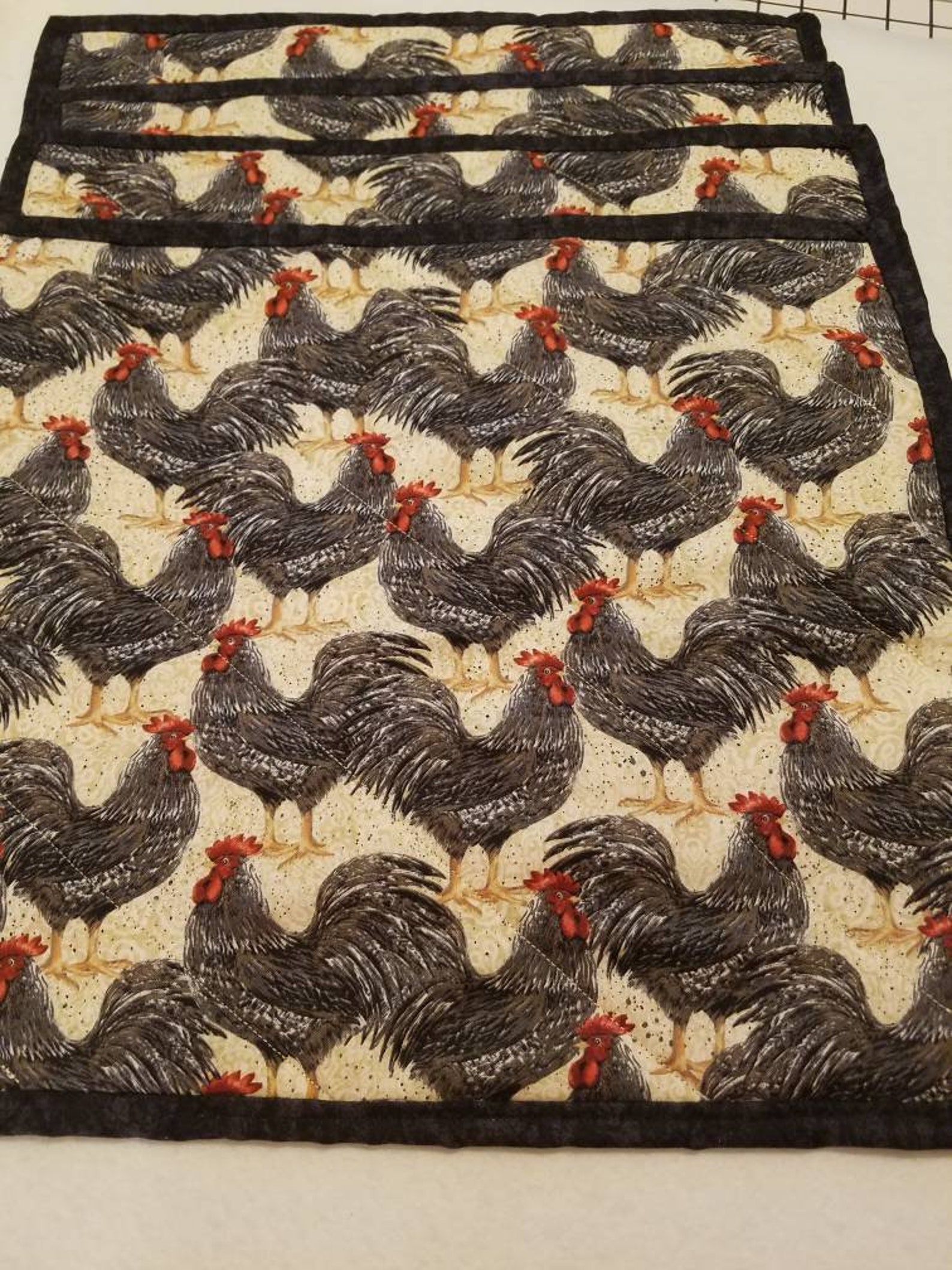 Set of 4 Quilted Rooster Placemats. - Etsy