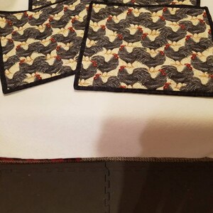 Set of 4 Quilted Rooster Placemats. - Etsy