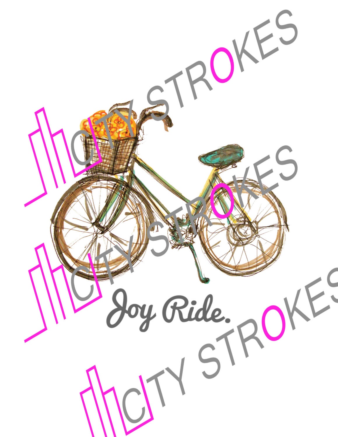 Bike Illustration With 'joy Ride' Text DIGITAL FILE DOWNLOAD - Etsy