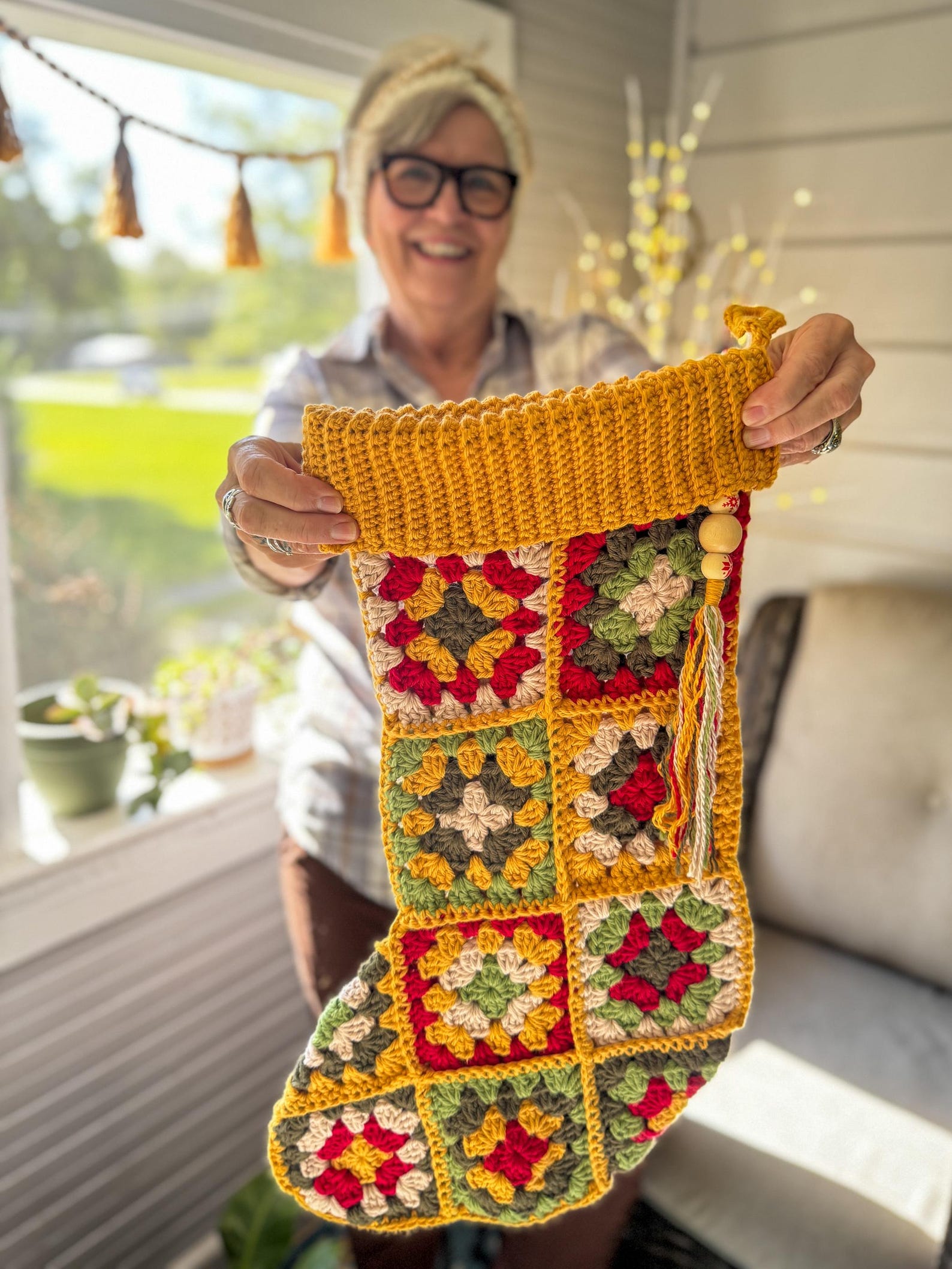 Boho Granny Square Christmas Stocking Pattern | Crochet Holiday PDF ...