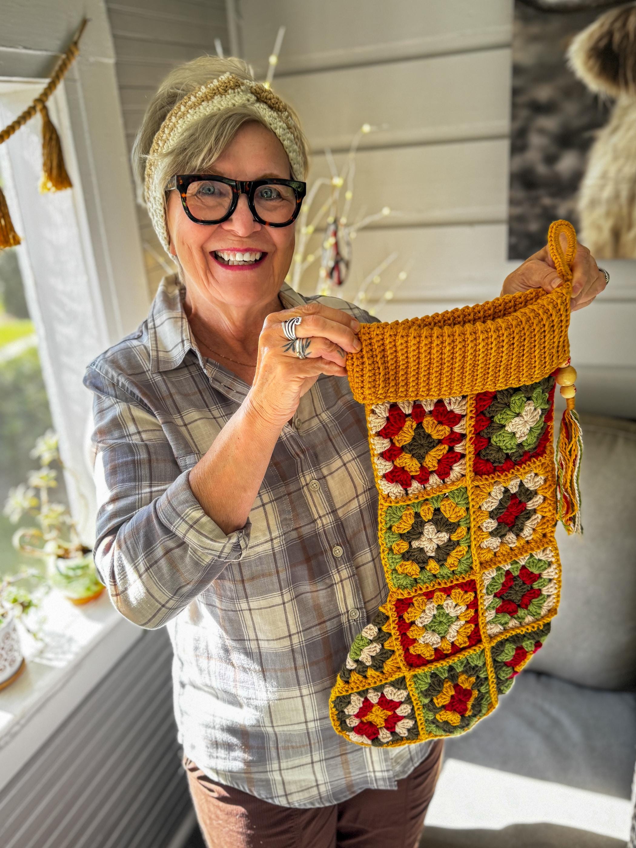 Boho Granny Square Christmas Stocking Pattern | Crochet Holiday PDF ...