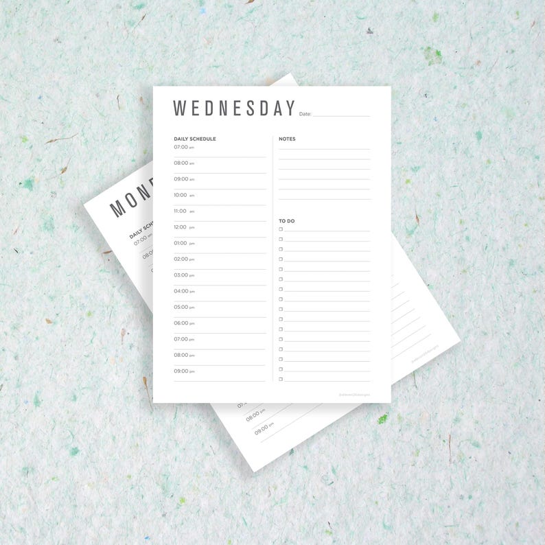 Modern Daily Planner Printable: Monday-friday Schedule (digital ...