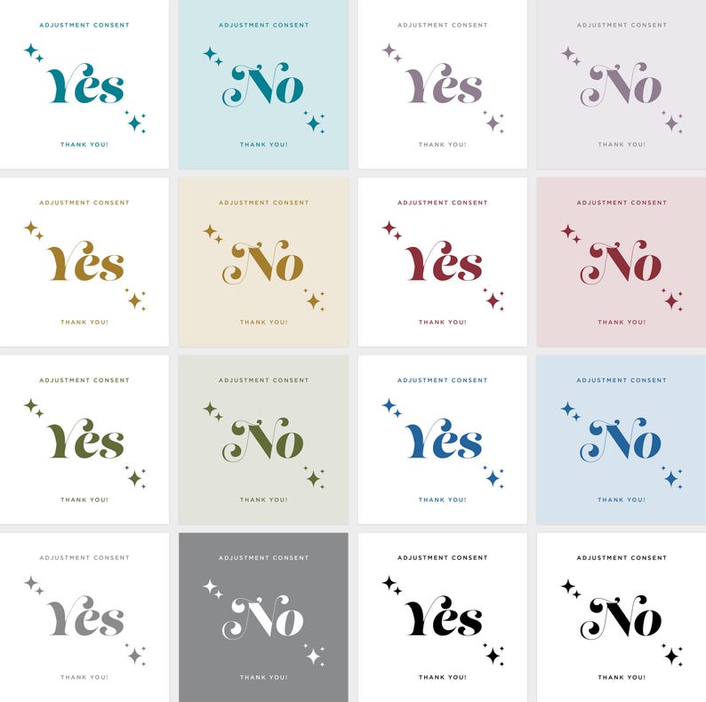 Printable Yoga Adjustment Consent Cards | Digital Yes or No Adjust ...
