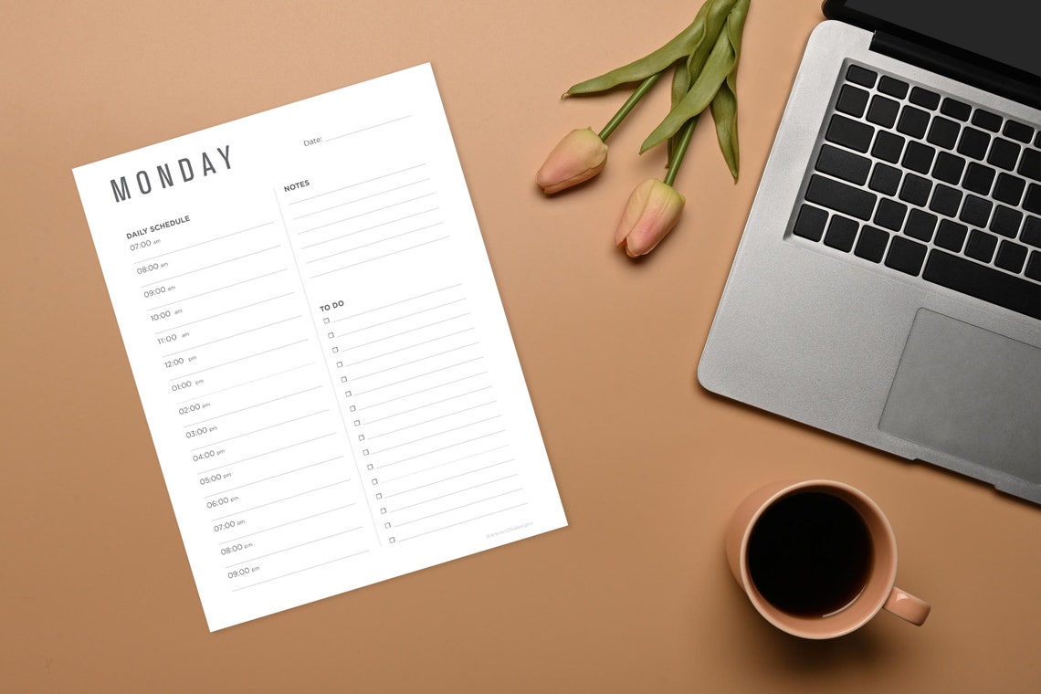 Modern Daily Planner Printable: Monday-friday Schedule (digital ...