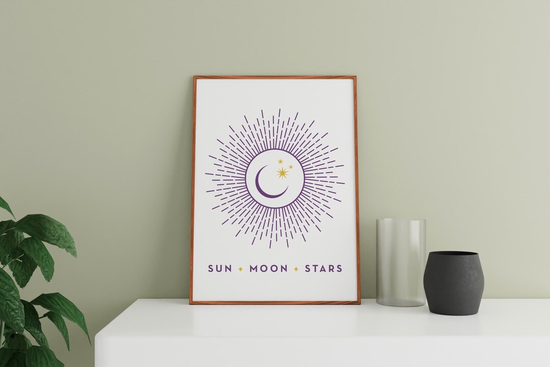 Sun Moon Stars Printable Wall Art | Happiness Poster | Inspirational ...