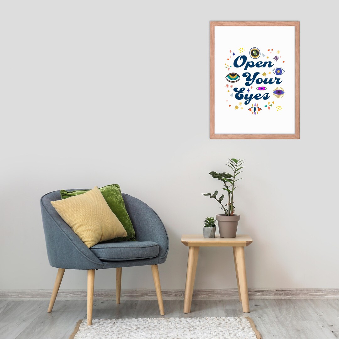 Framed Open Your Eyes Poster | Open Your Eyes Print | Typography Print ...