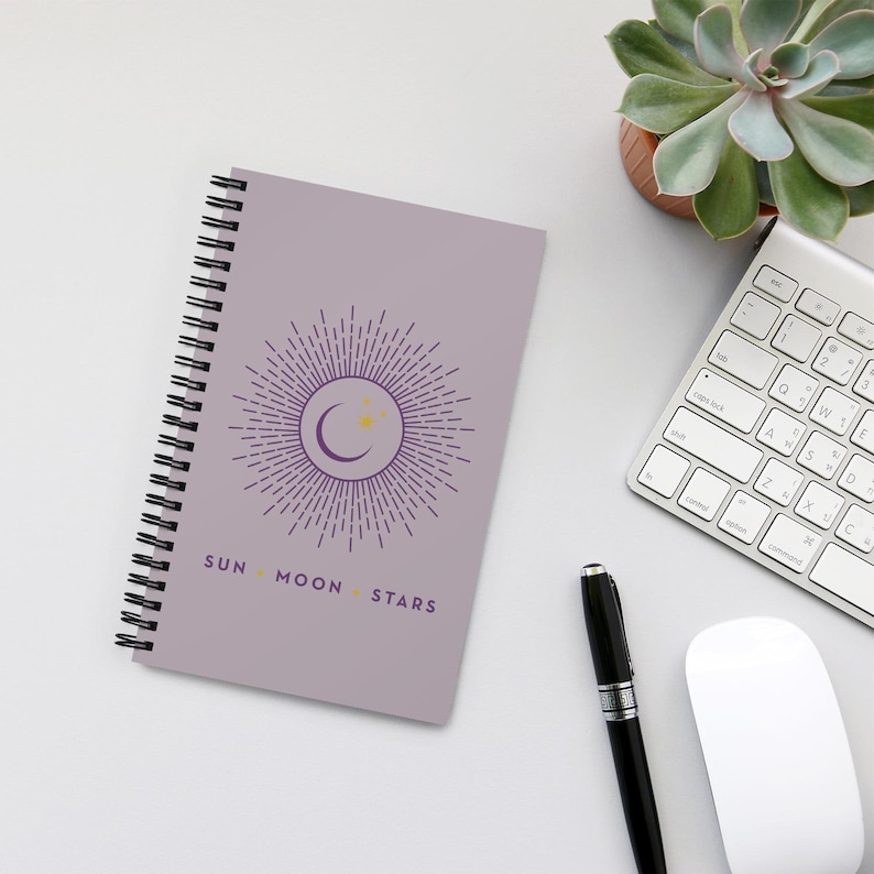 Sun Moon Stars Notebook | Spiral Notebook | Dotted Notebook | Spiritual ...