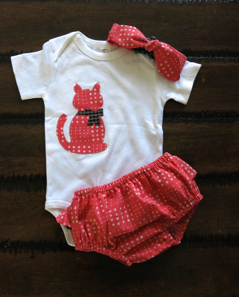 Girl Baby Clothes / Baby Girl Bodysuit / Cat Appliquéd - Etsy Australia
