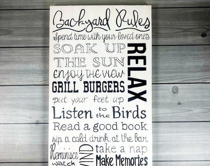 Backyard Rules Sign Outdoor Sign Porch Rules Summer Time Country Porch ...