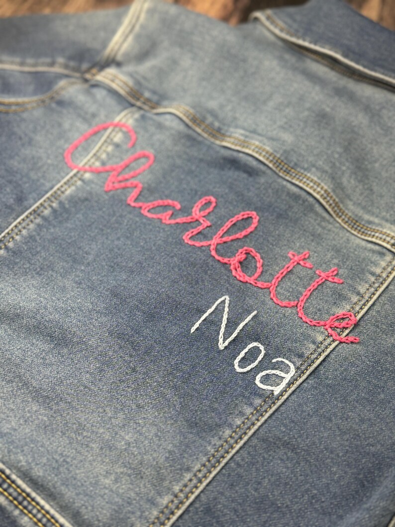 Personalized Hand Embroidered Kids Jean Jacket | Toddler Gift | Girl ...