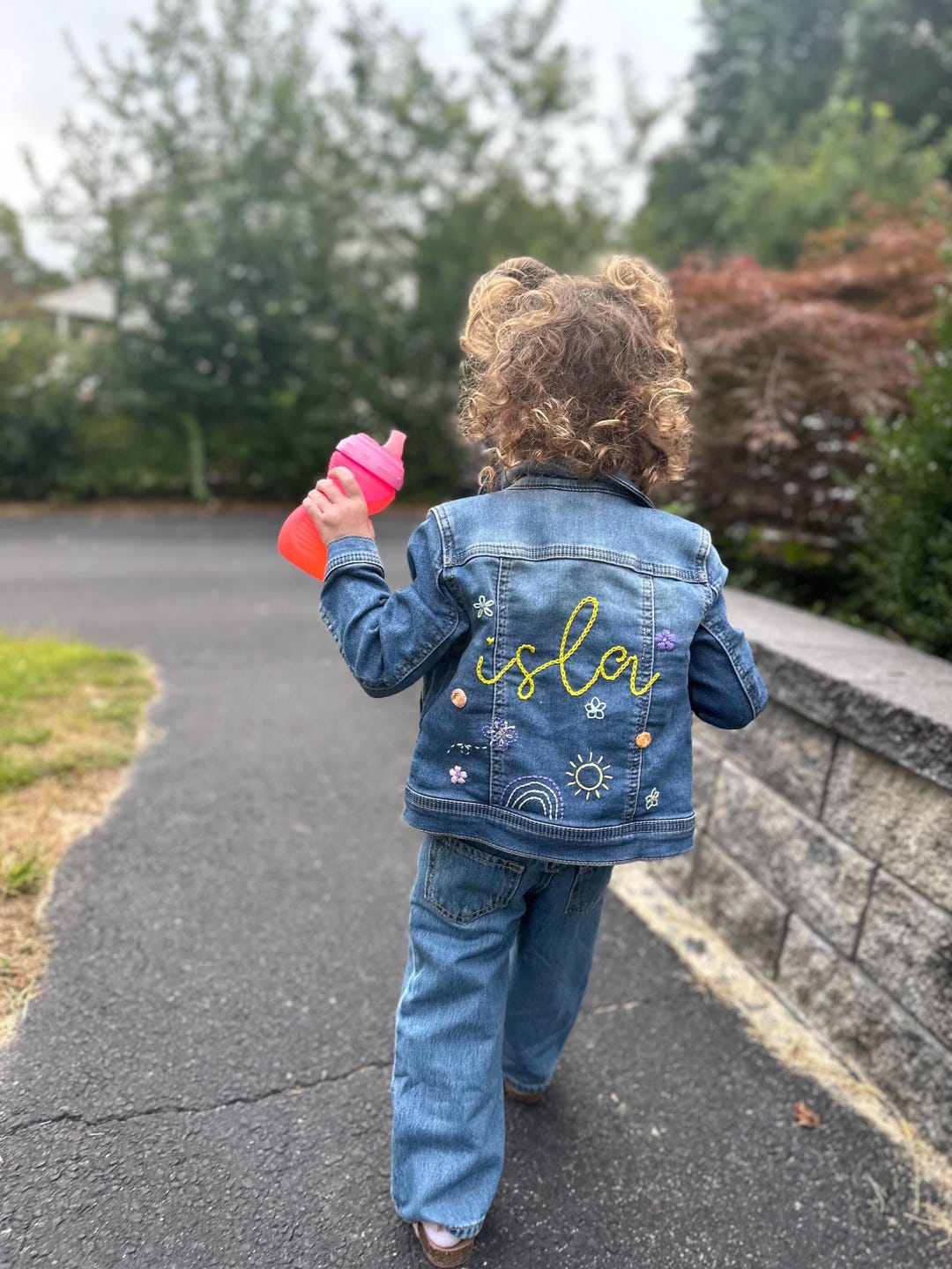 Personalized Hand Embroidered Kids Jean Jacket | Toddler Gift | Girl ...