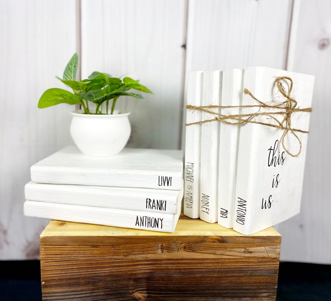 Personalized Faux Book Stacks | This is Us | Farmhouse Decor ...