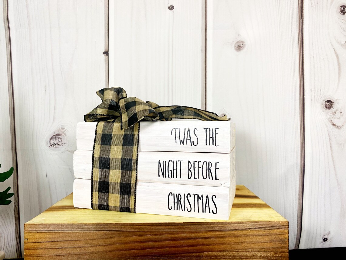 8inch Christmas Faux Book Stack | Farmhouse Decor | Farmhouse Christmas ...