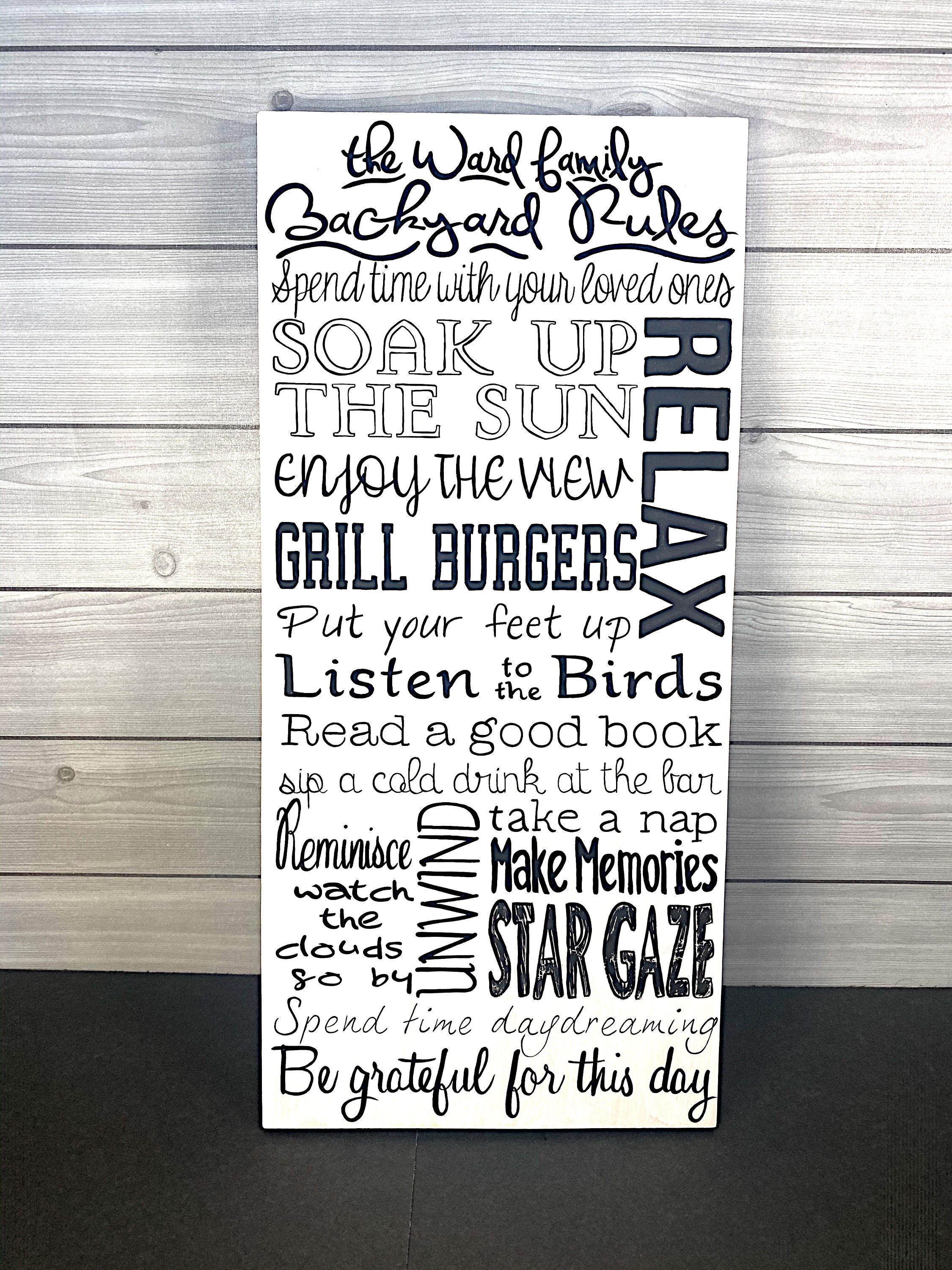 Backyard Rules Sign | Outdoor Sign | Porch Rules | Summer Time ...