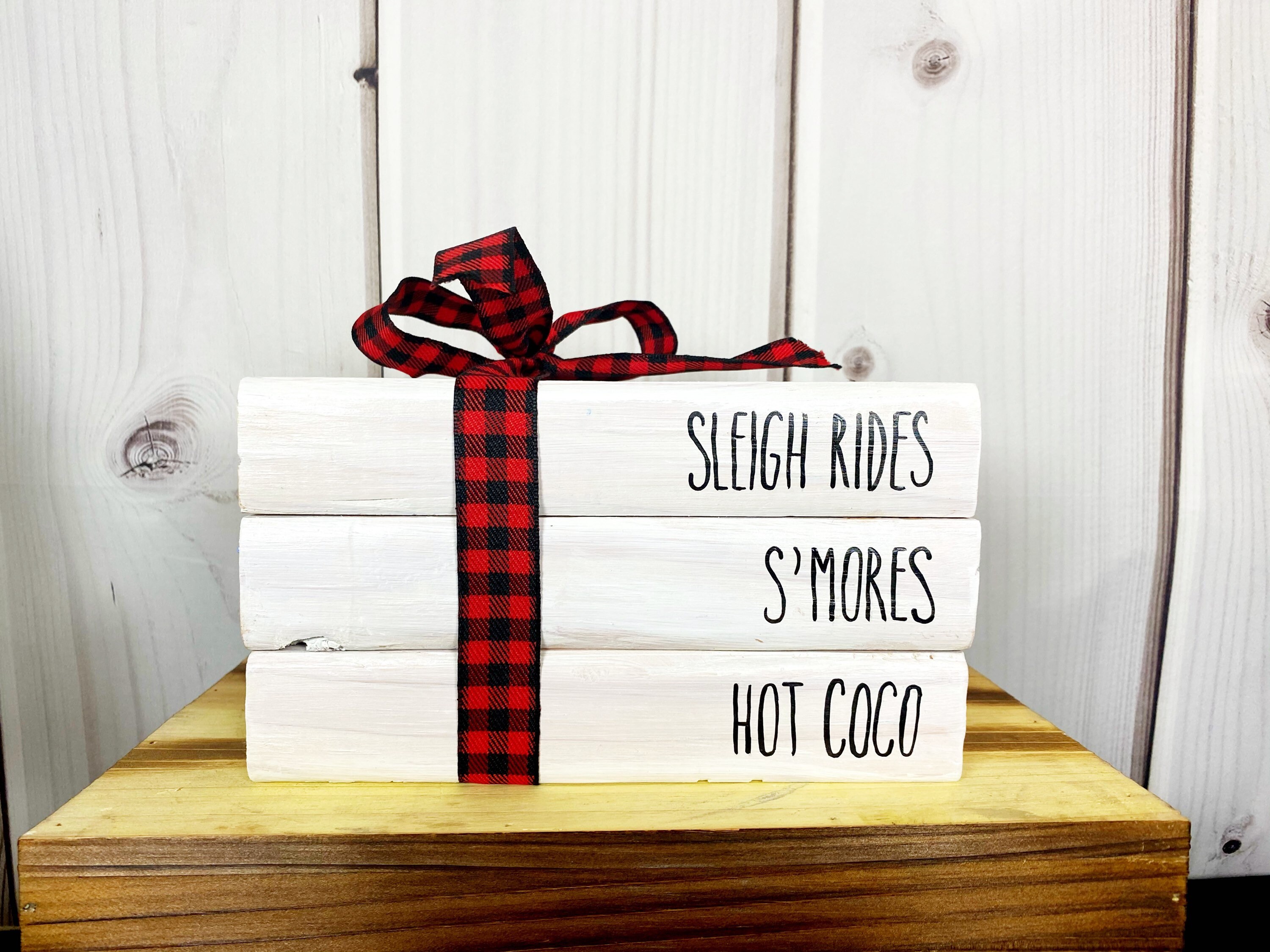 8inch Christmas Faux Book Stack | Farmhouse Decor | Farmhouse Christmas ...