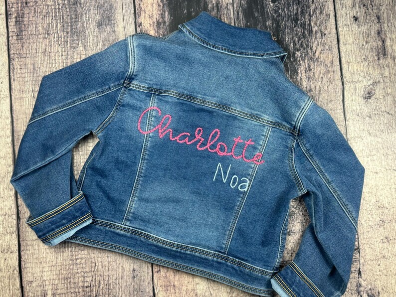 Personalized Hand Embroidered Kids Jean Jacket | Toddler Gift | Girl ...
