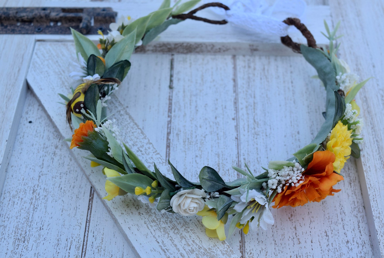 Bumblebee Flower Crown Marigold Flower Girl Crown Cake - Etsy