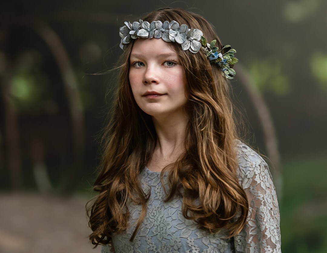 Grey Blue Flower Crown - Hydrangea Flower Crown - Photo Prop - Bridal ...
