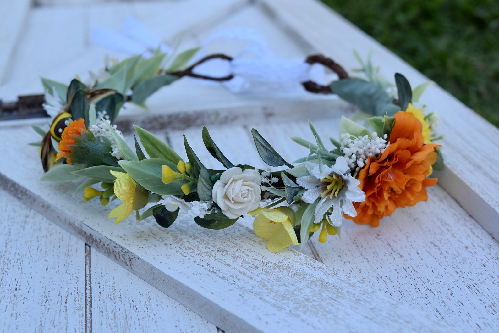 Bumblebee Flower Crown Marigold Flower Girl Crown Cake - Etsy