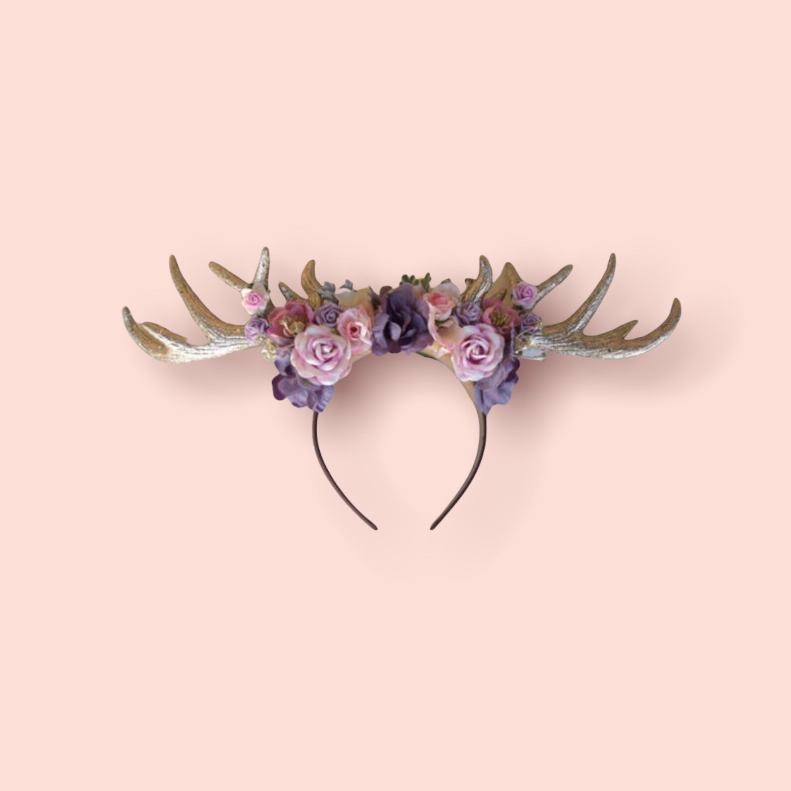 Floral Deer Antler Headband pink & Purple Deer Antler - Etsy