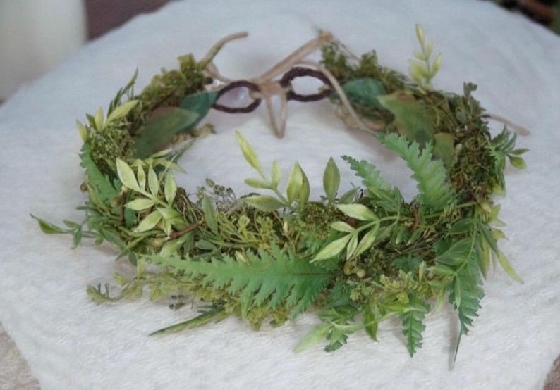 Greenery Wedding Crown: Boho Woodland Hair Vine, Fern Leaf Halo - Etsy