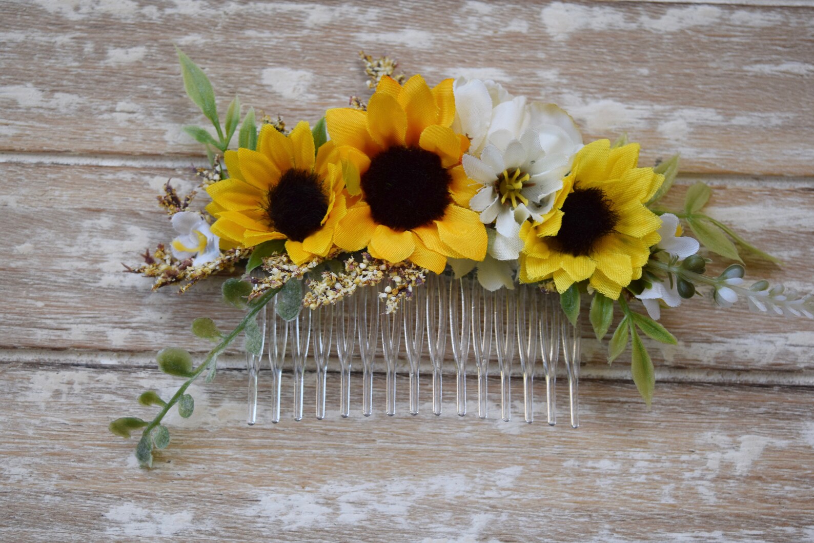 Sunflower Hair Comb Floral Hair Comb Bridal Floral Hair | Etsy