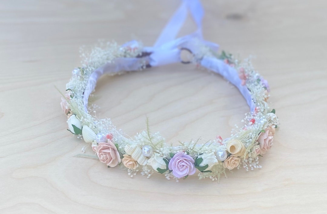 Seashell Pink Flower Crown: Beach Wedding, Mermaid Costume - Etsy