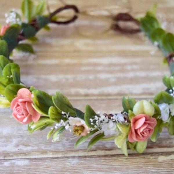 Coral Flower Crown - Etsy