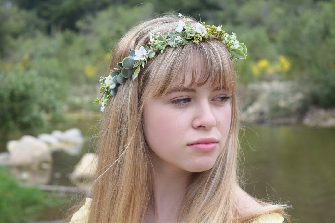 Greenery & White Flower Crown Bridesmaid Crown Flower Girl | Etsy