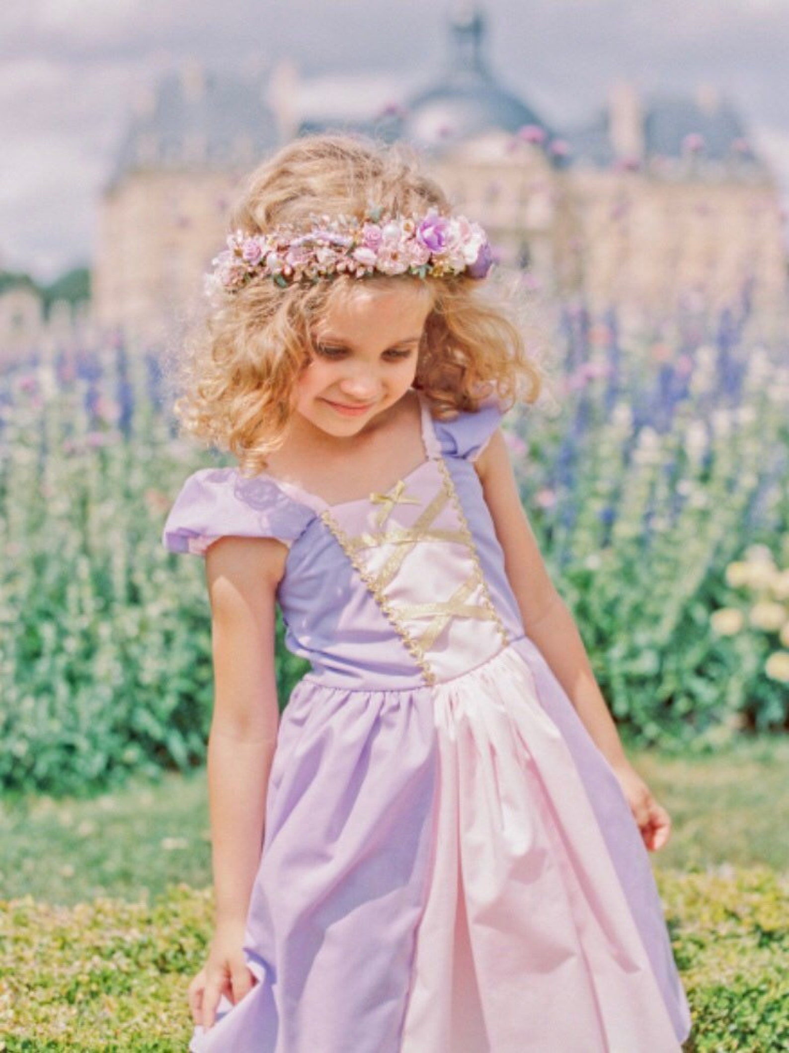 Pink Lavender & Gold Flower Crown Rapunzel Flower Crown - Etsy