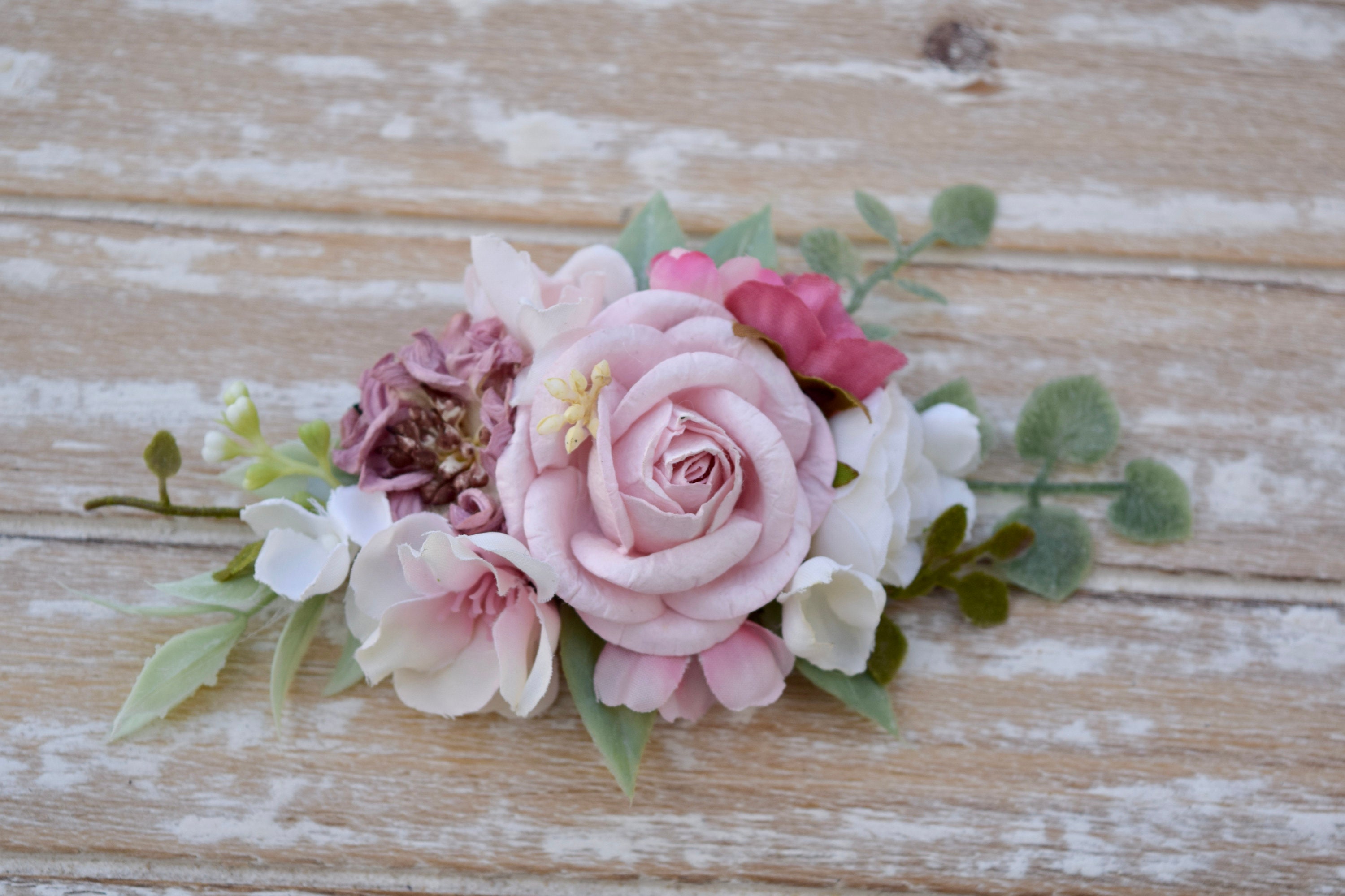 Dusty Rose Floral Clip 4 Inch Rose Hair Clip Bridal Clip | Etsy