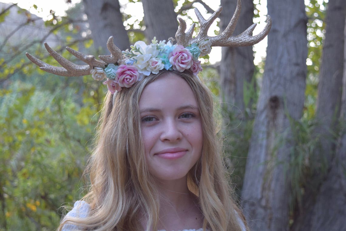 Floral Deer Antler Headband halloween Deer Antler Headpiece - Etsy