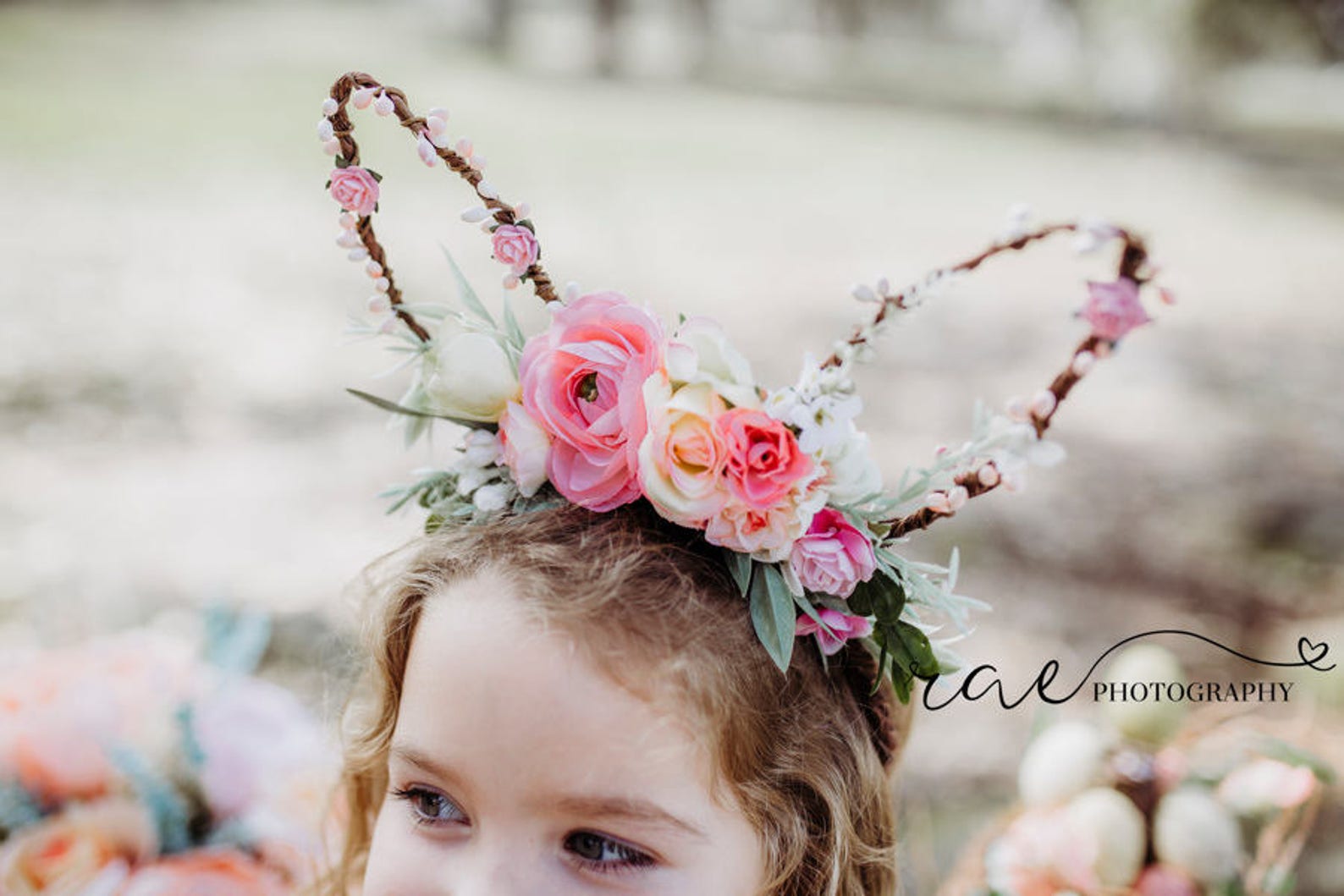 Bunny Ear Flower Headband Floral Bunny Ear Headband Easter - Etsy